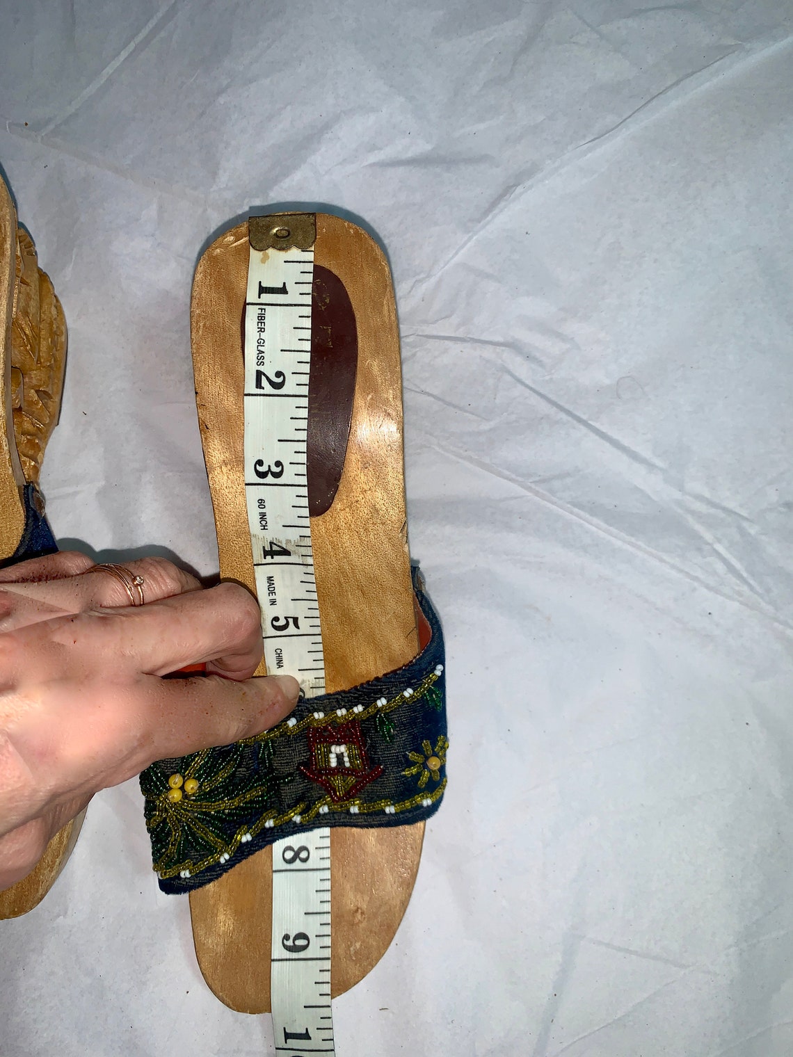 BEADED VELVET WOOD Carved Slides Clogs - Etsy