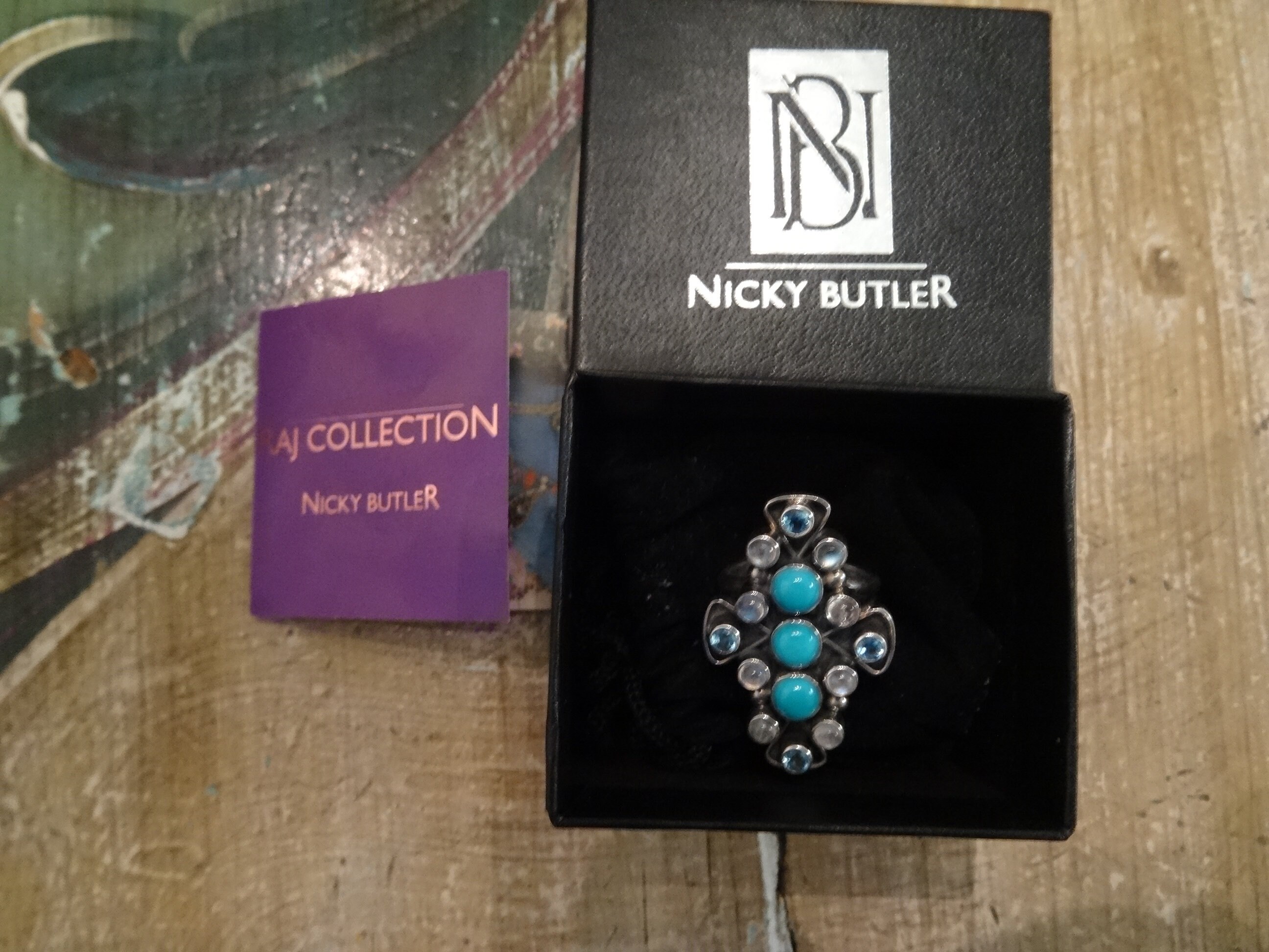 NICKY BUTLER Limited Edition Raj Collection Ring TURQUOISE, Moonstone ...