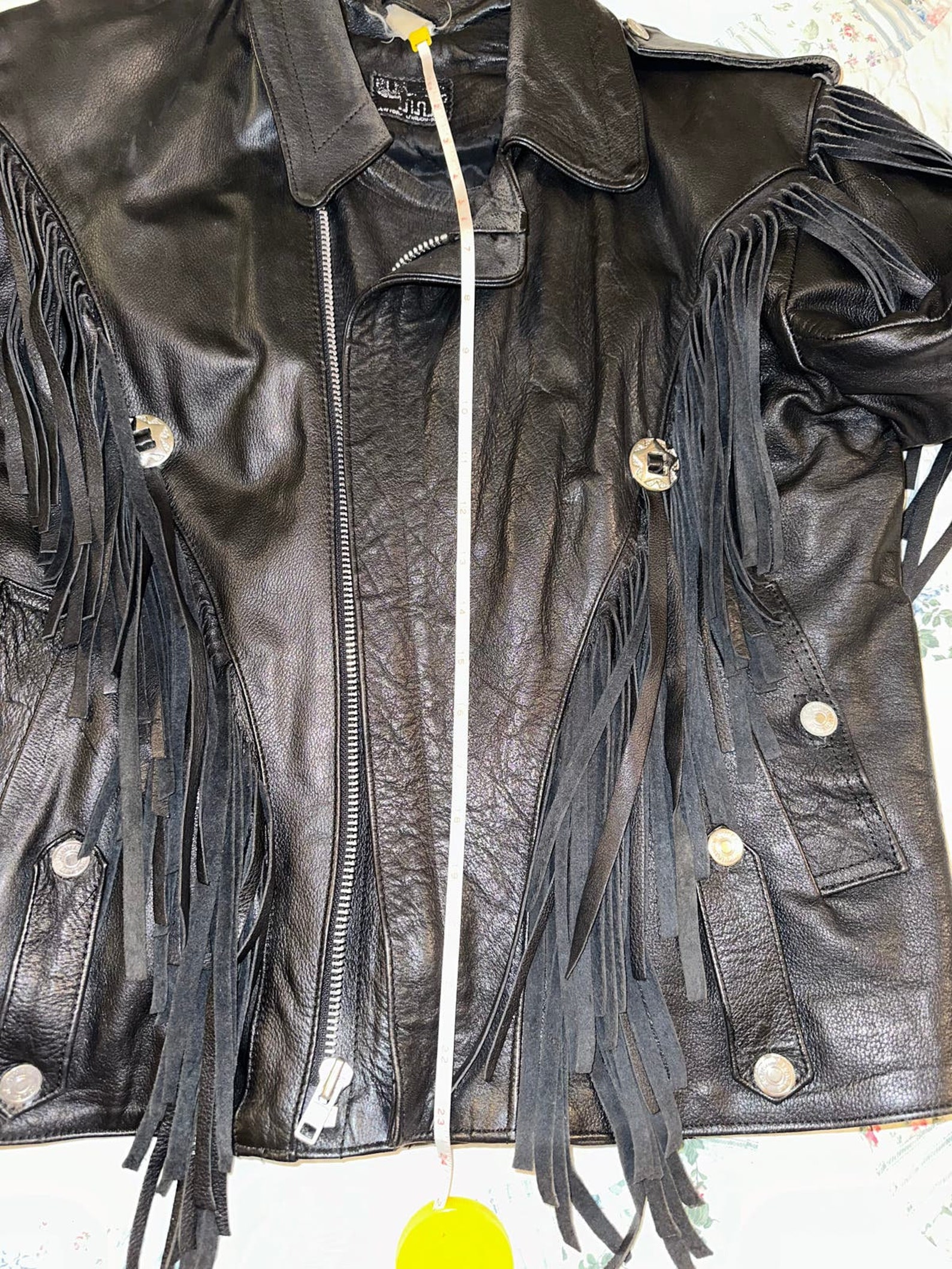 Super Heavy FRINGED LEATHER BIKER Moto Jacket W/ Thick Quilted Lining ...