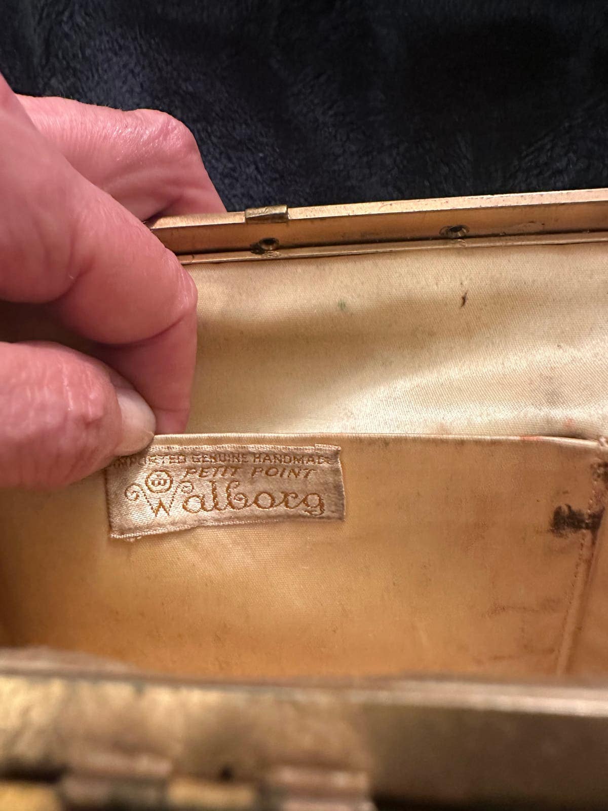 1940's WALBORG PETITPOINT Bag W/ Unique MOP Mother of Pearl Frame ...