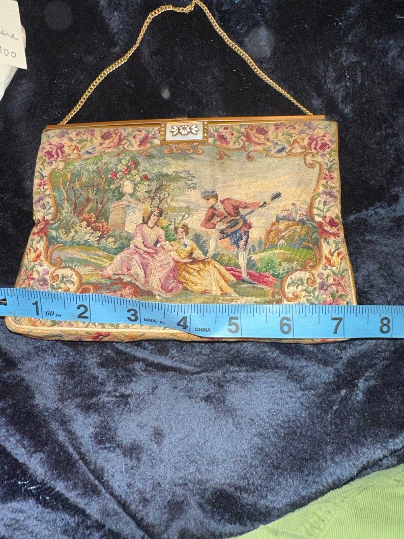 1940's WALBORG PETITPOINT Bag W/ Unique MOP Mother of Pearl Frame ...