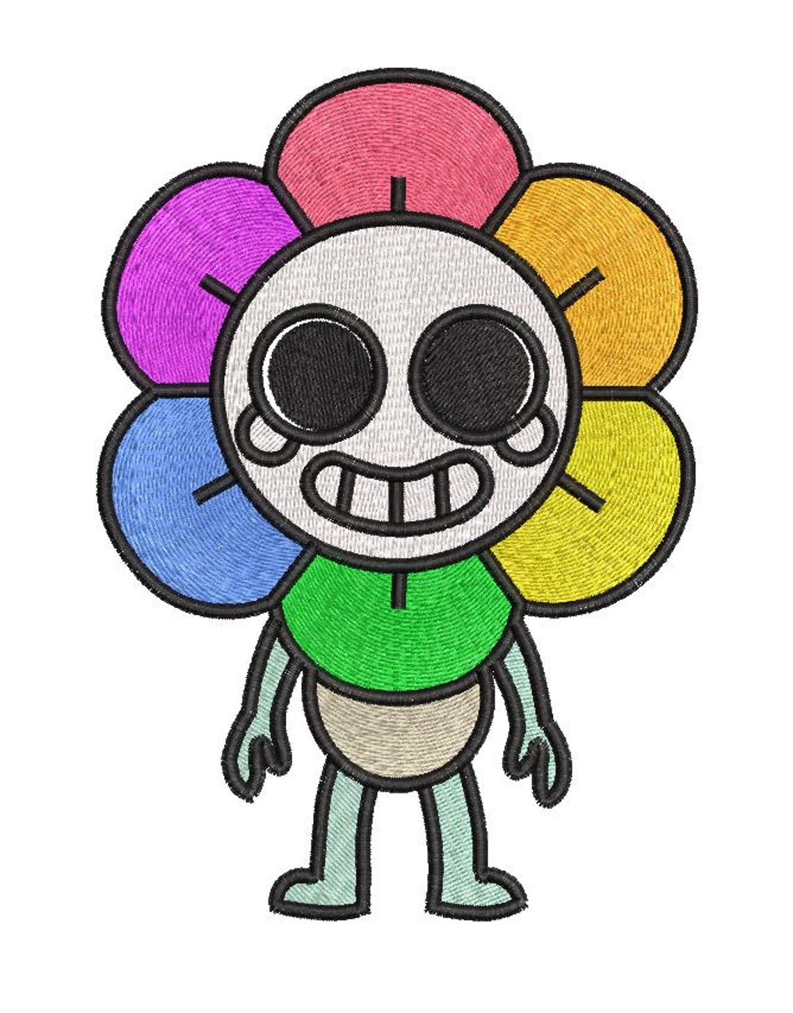 Dandys World Embroidery Design: Cartoon Flower Character, Spooky Style ...