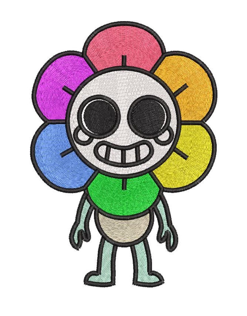 Dandys World Embroidery Design: Cartoon Flower Character, Spooky Style ...