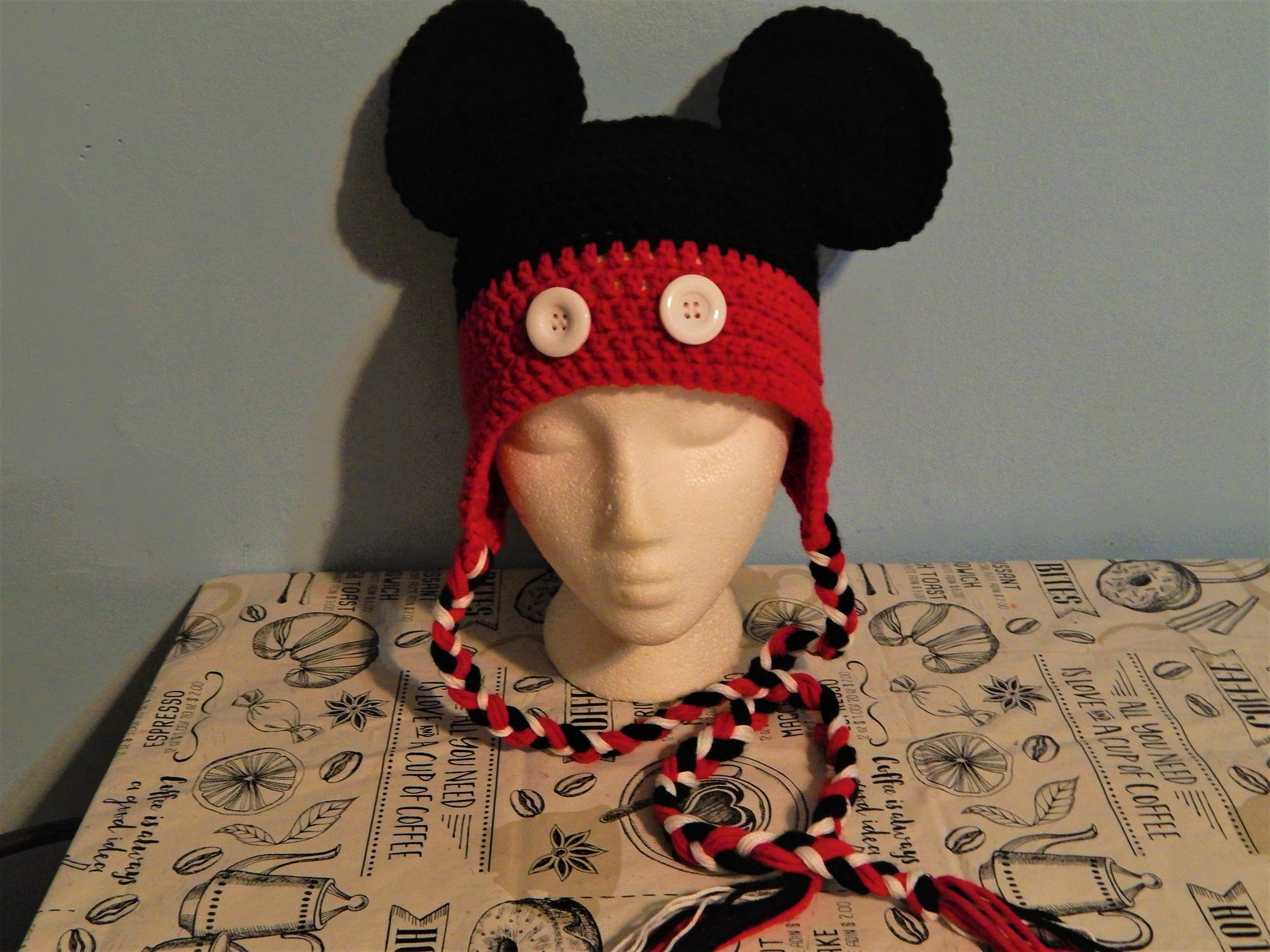 Mickey Mouse Inspired Crochet Hat With Ear Flaps and Braids - Etsy