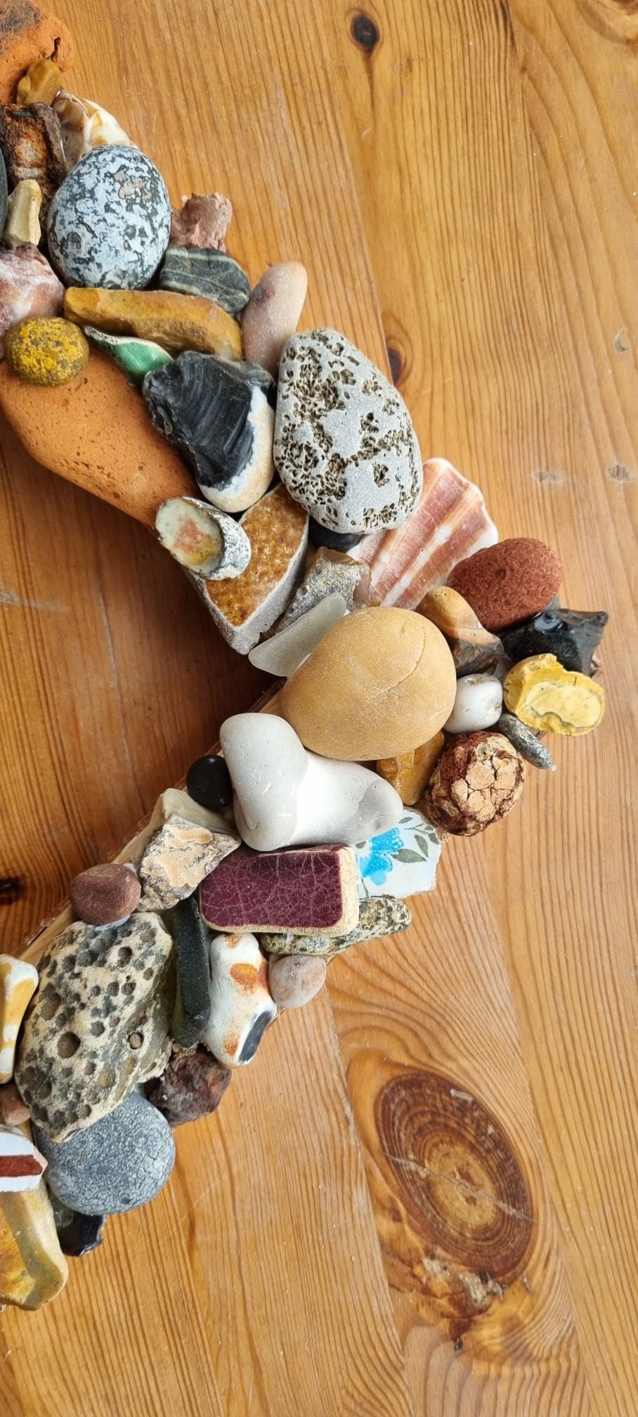 Handmade Stone and Pebble Mosaic Frame Wall Art, Made With Beach Rocks ...