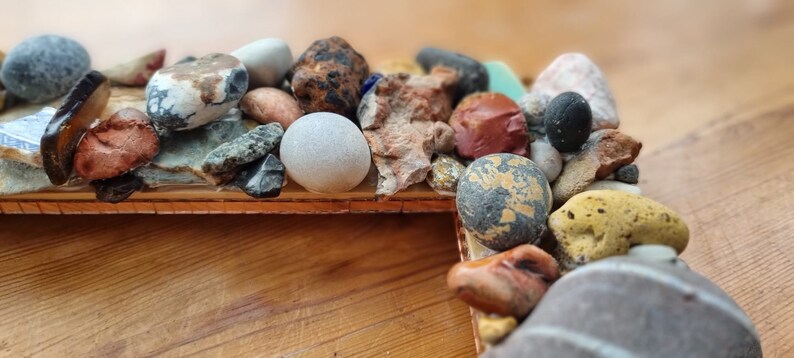 Handmade Stone and Pebble Mosaic Frame Wall Art, Made With Beach Rocks ...