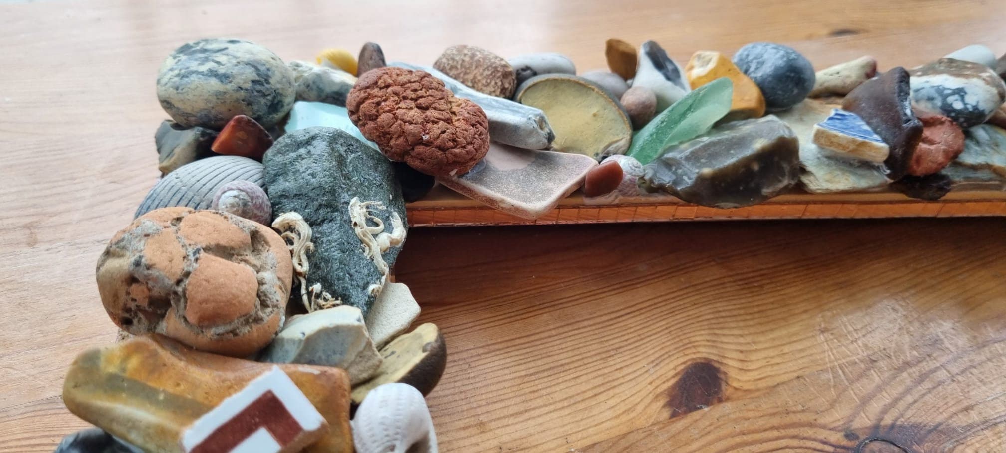 Handmade Stone and Pebble Mosaic Frame Wall Art, Made With Beach Rocks ...