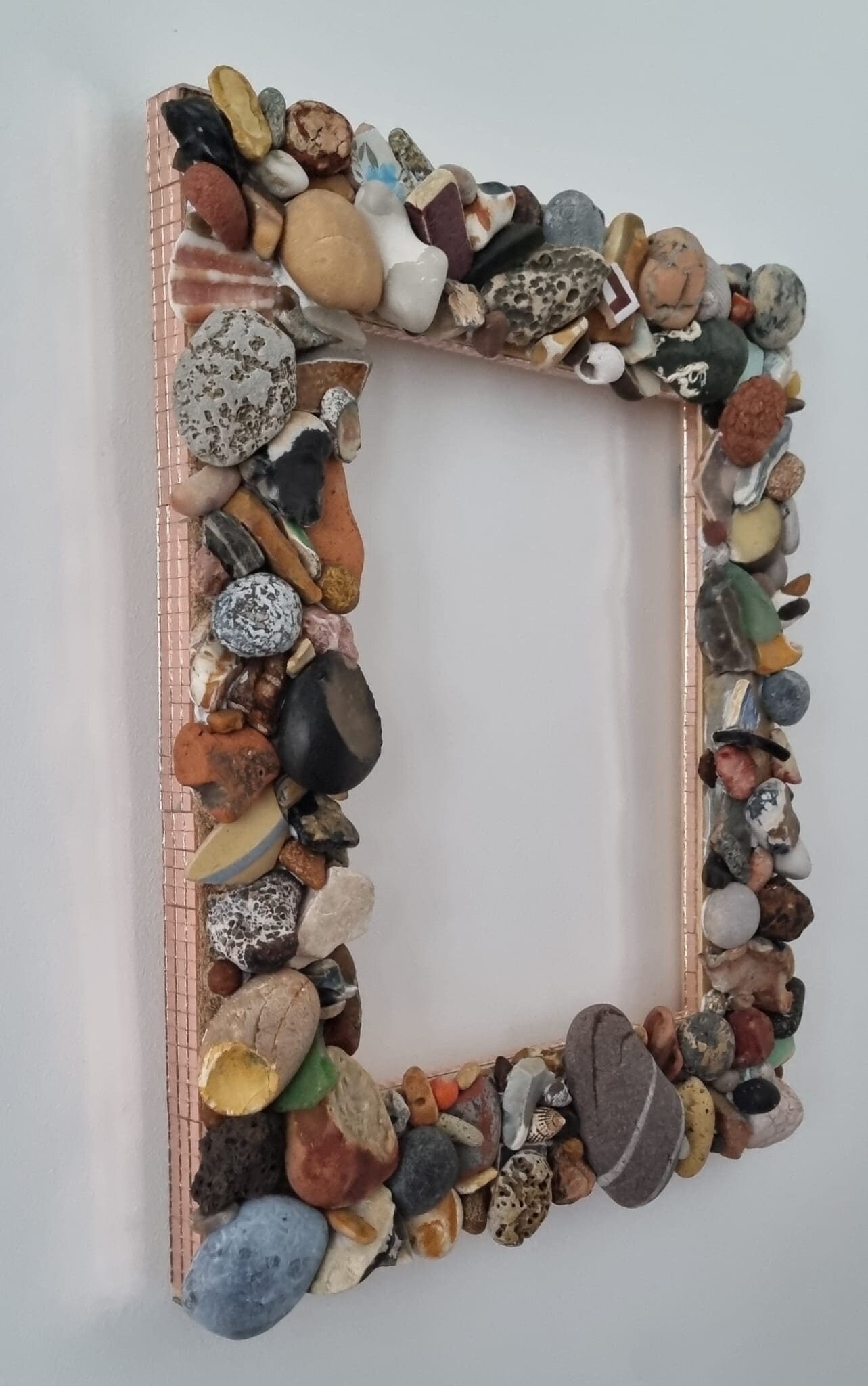 Handmade Stone and Pebble Mosaic Frame Wall Art, Made With Beach Rocks ...