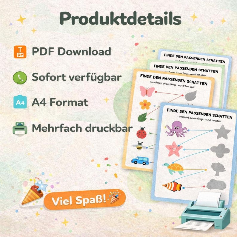 Matching Shadows Worksheets for Children | Preschool Learning Game PDF ...