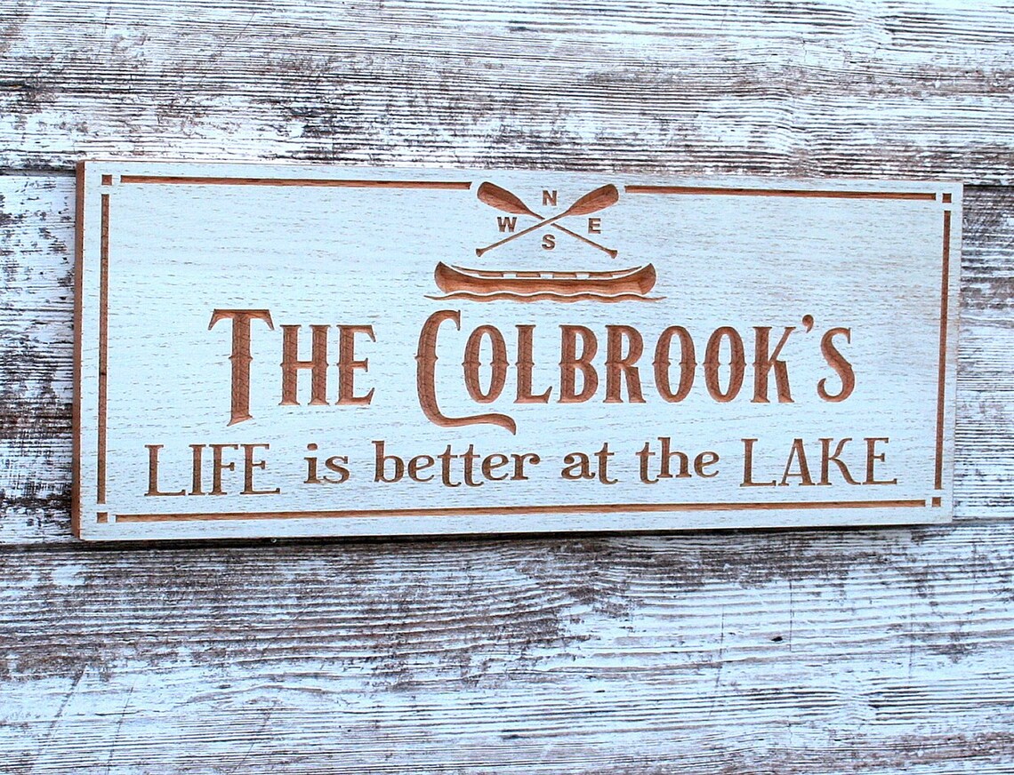 Custom Lake Cabin Sign Personalized Signs With Cabin Name or Family ...