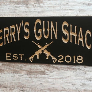 Gunsmith Room Sign Carved Wooden Sign Gifts for Hunters Man Cave Sign ...