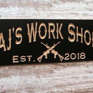 Gunsmith Room Sign Carved Wooden Sign Gifts for Hunters Man Cave Sign ...