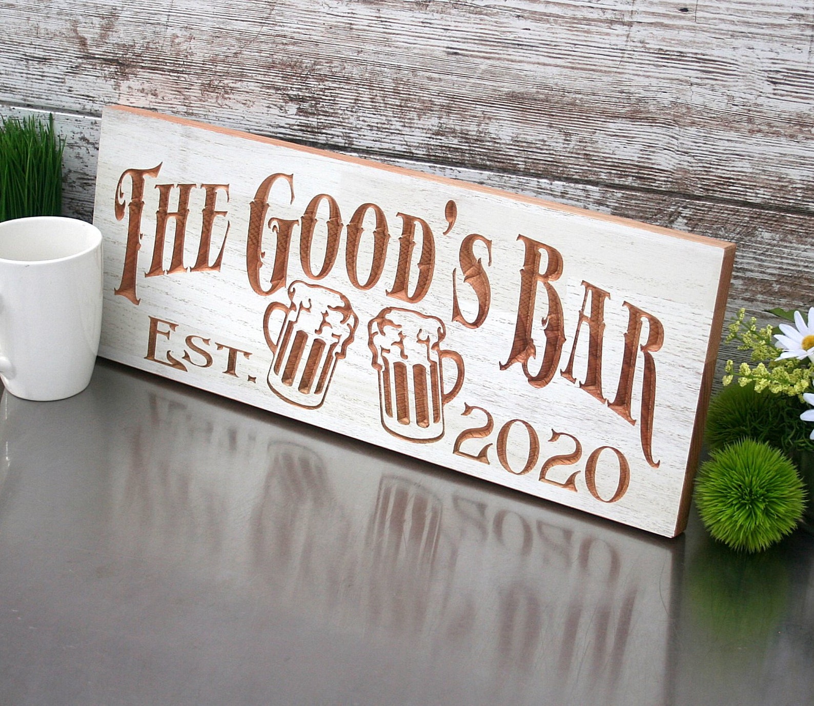 Personalized Bar Sign Beer Mugs Shots Wine Glass Wooden Signs - Etsy