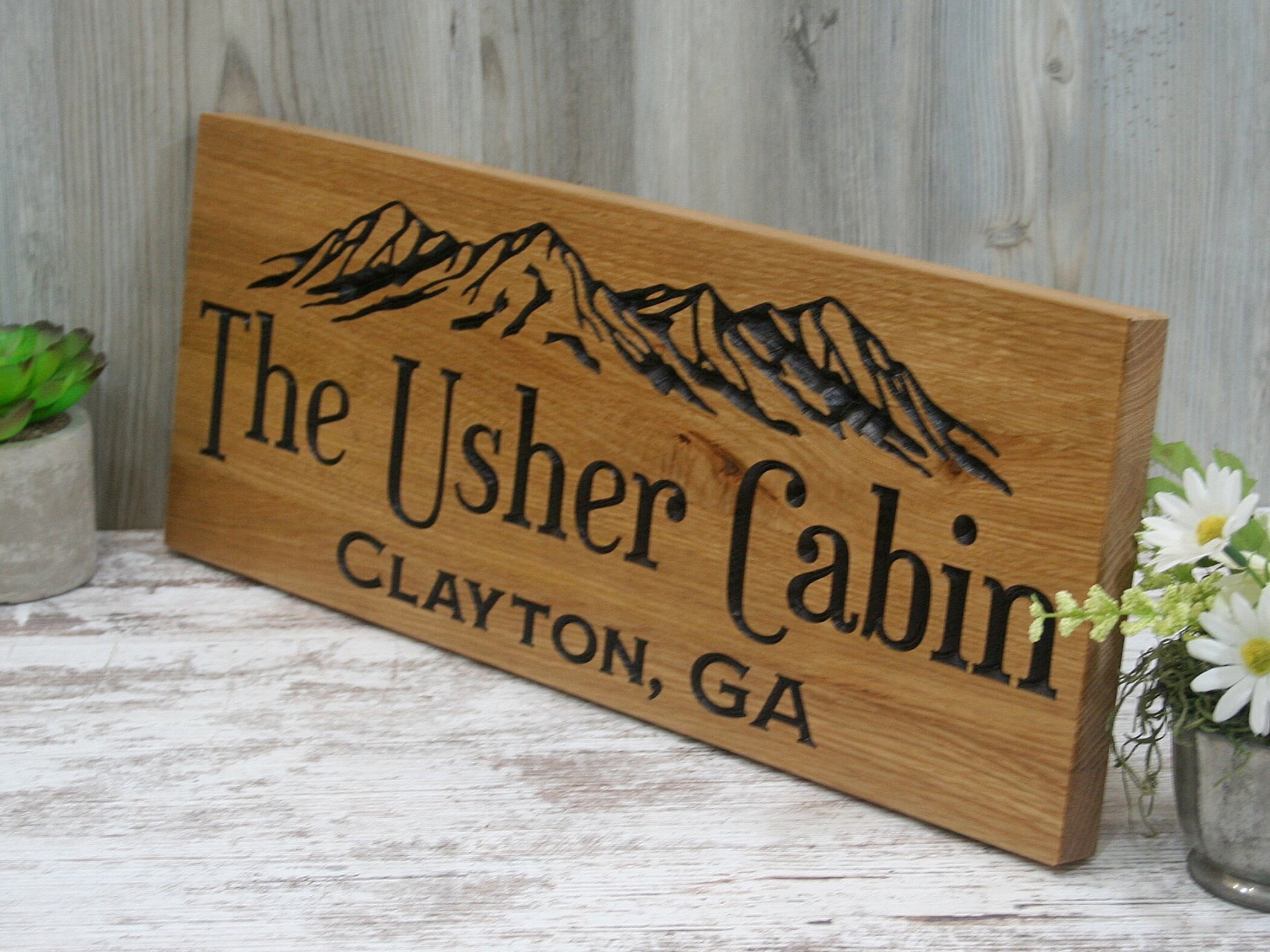 Custom Wood Sign With Mountains; Home Camp Sign Welcome Signs Address ...