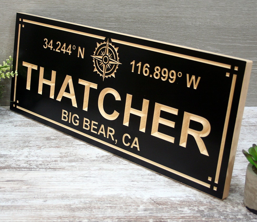 Custom Coordinates Wood Sign, New Home Gift With Personalized Family ...