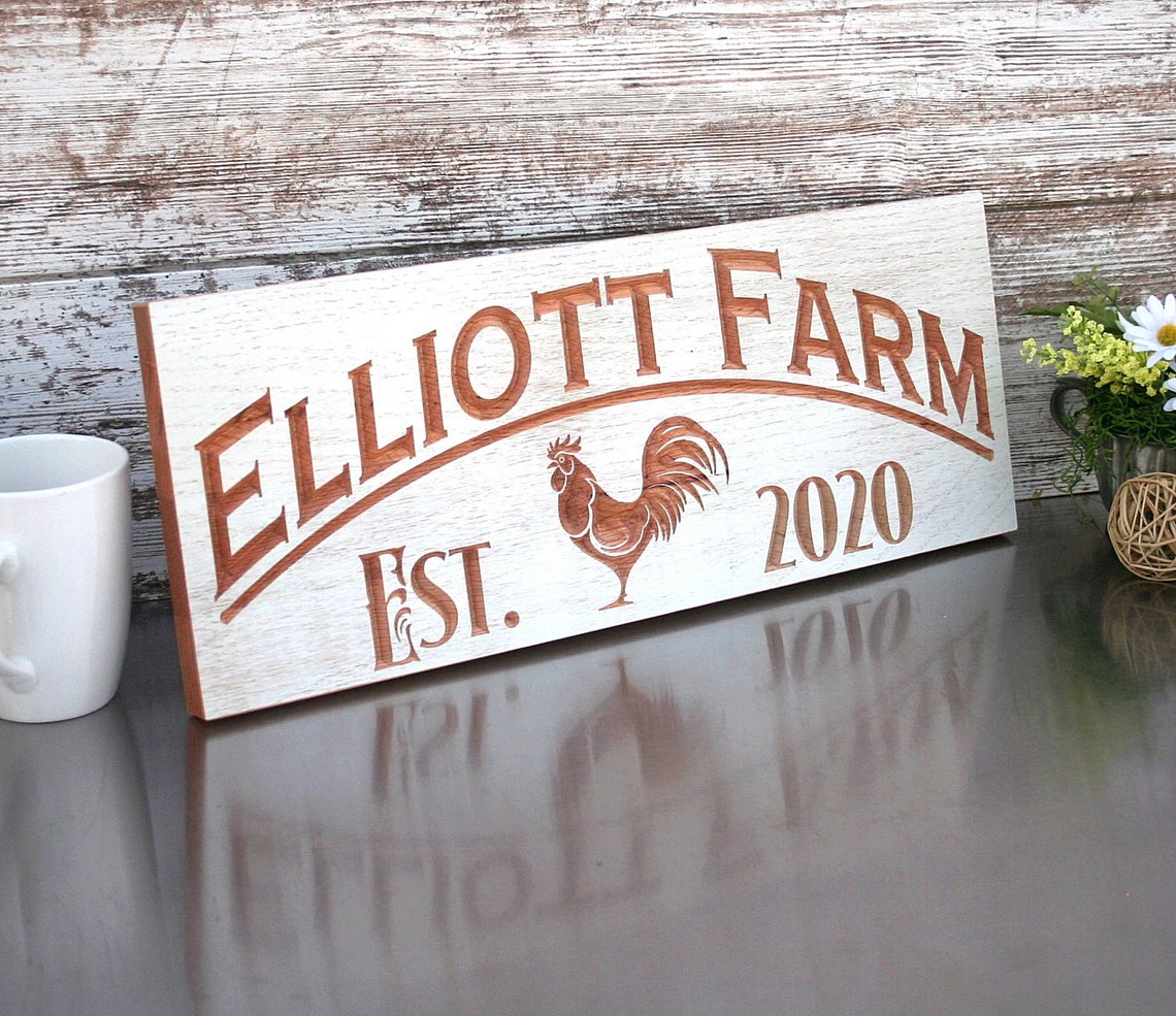 Custom Carved Farm Sign Custom Family Farm Sign With Chicken - Etsy