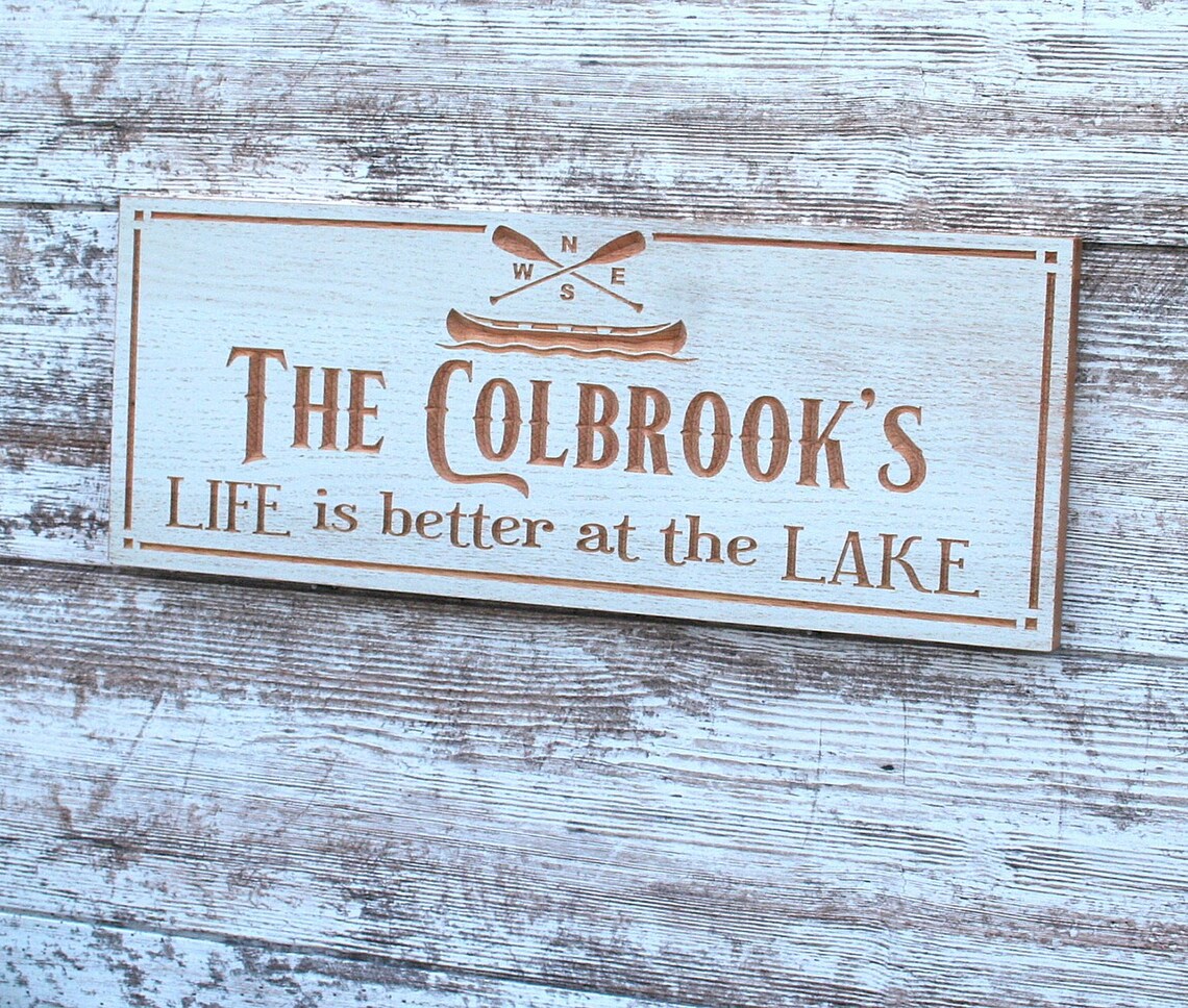 Custom Lake Cabin Sign Personalized Signs With Cabin Name or Family ...