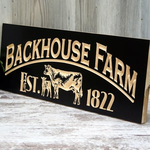 Custom Family Farm Sign With Cattle-cows Wood Last Name Ranch Sign ...
