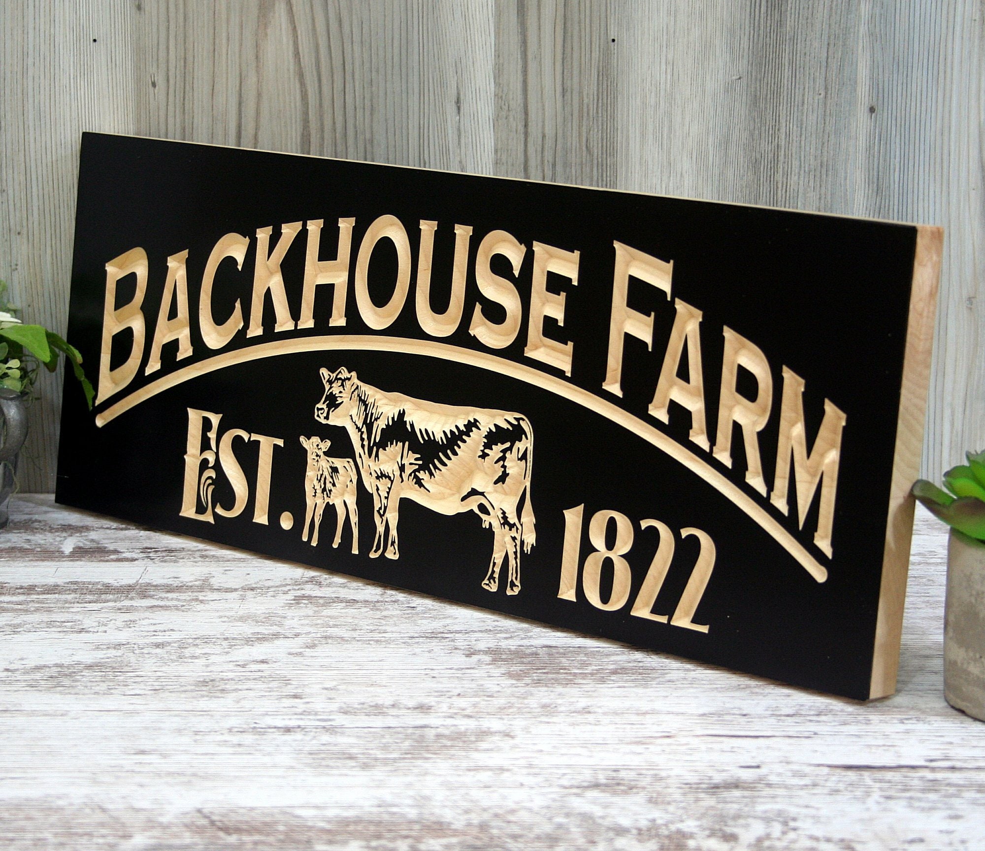 Custom Family Farm Sign With Cattle-cows Wood Last Name Ranch Sign ...