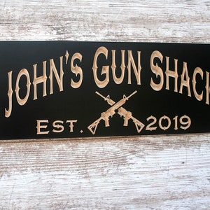 Gunsmith Room Sign Carved Wooden Sign Gifts for Hunters Man Cave Sign ...
