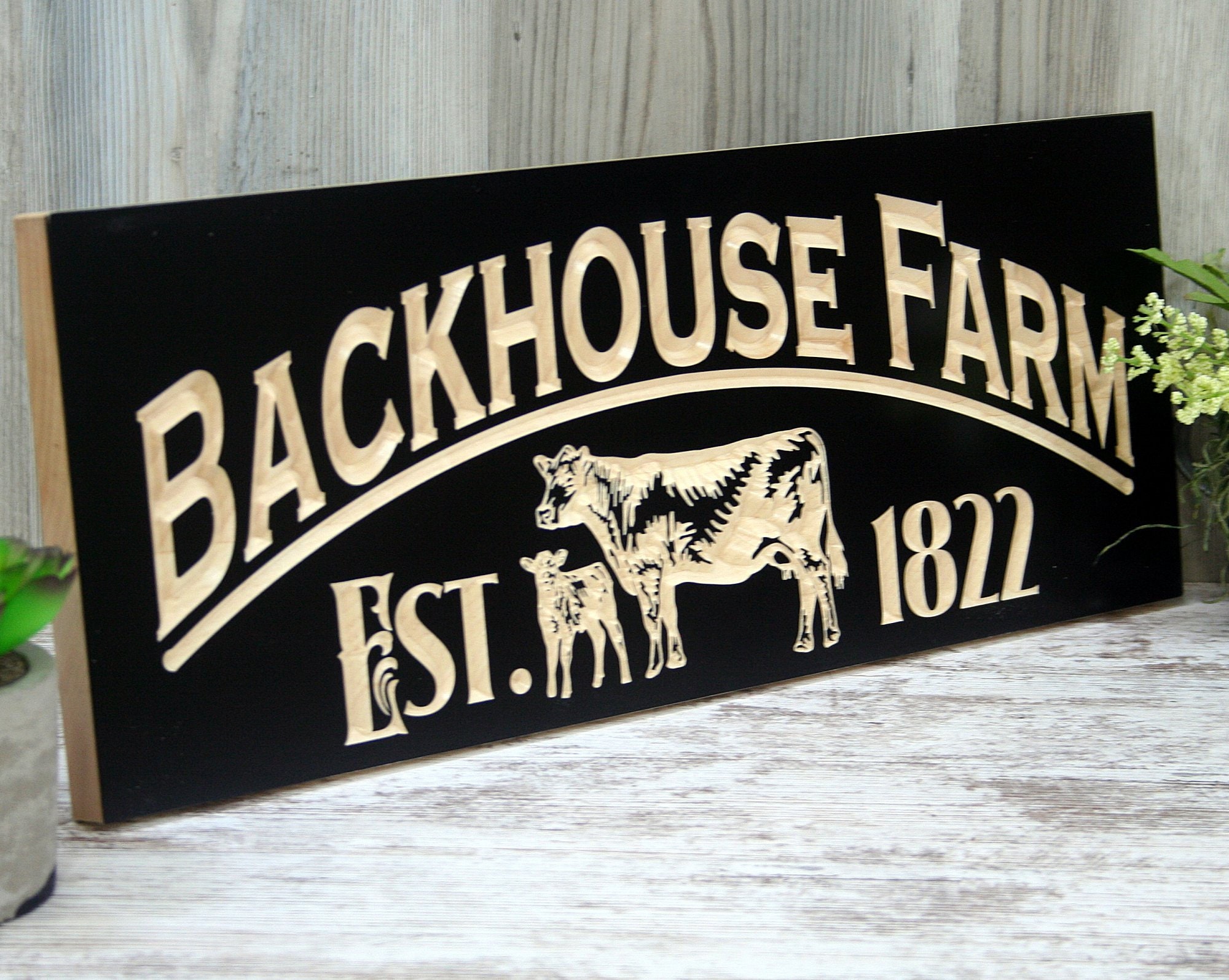Custom Family Farm Sign With Cattle-cows Wood Last Name Ranch Sign ...