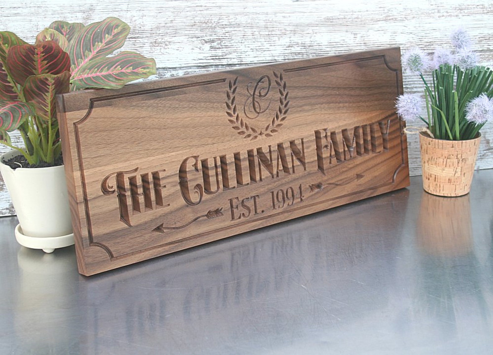 Custom Engraved Family Name Wood Sign Personalized Wooden Plaque Rustic ...