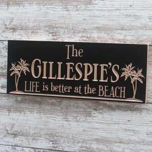 Custom Beach House Sign Beach Sign With Palm Trees Personalized Beach ...