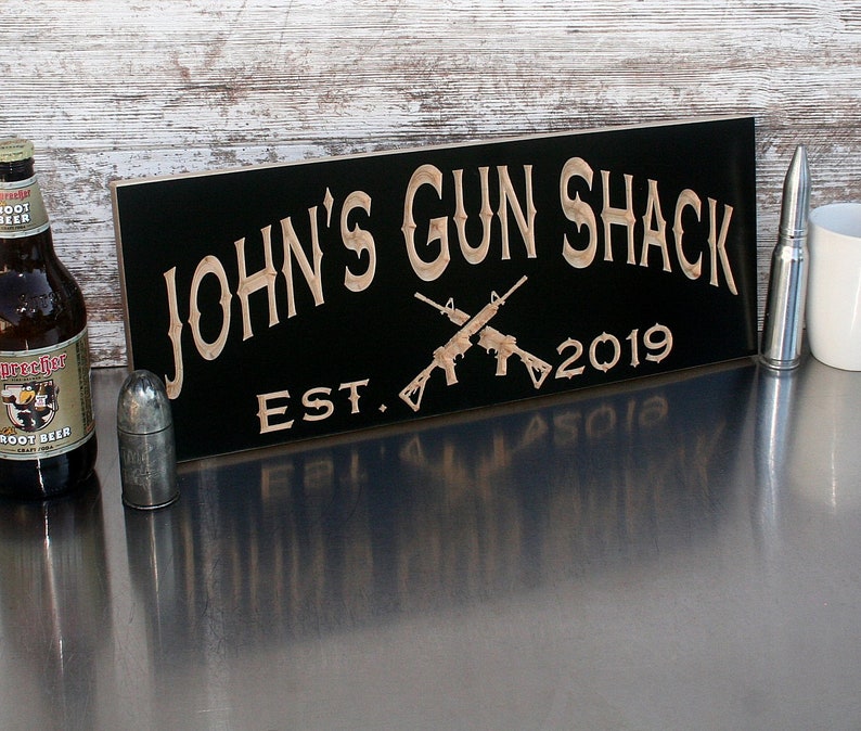 Gunsmith Room Sign Carved Wooden Sign Gifts for Hunters Man Cave Sign ...