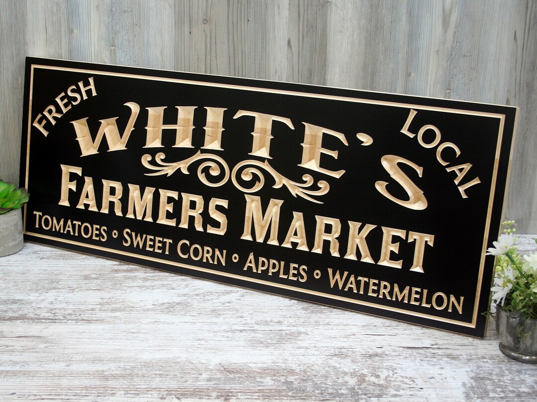 Handcrafted Rustic Farmers Market Sign; Custom Wooden Business Sign for ...