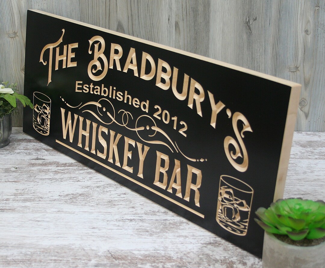 Whiskey Bar Sign Western Saloon Decor Tavern Name Custom Brewery Home ...