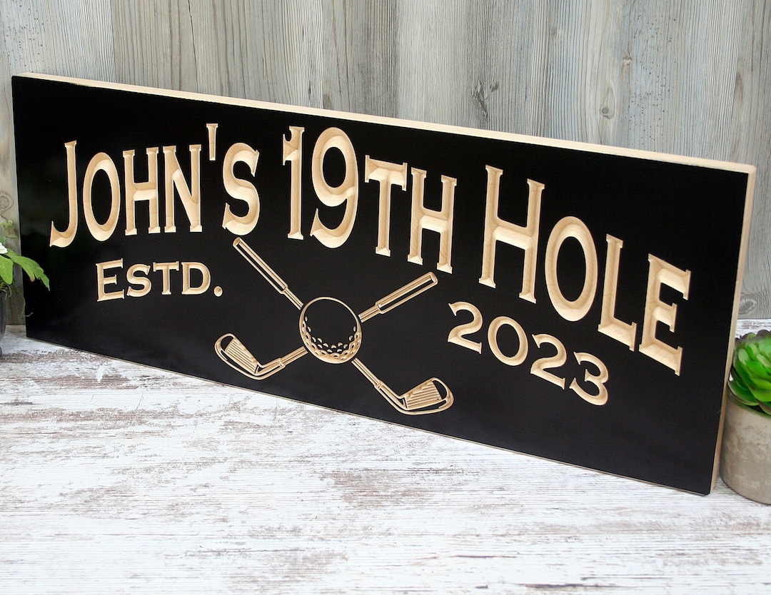 Personalized Golf Clubhouse Sign - Handcrafted Wooden 19th Hole Golf ...