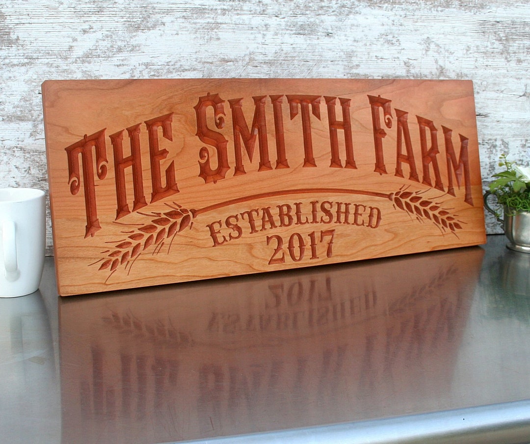 Custom Farm Ranch Signs Carved Wood Established Sign Rustic Hand Made ...