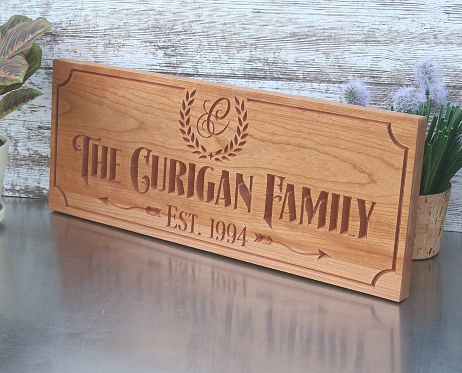 Custom Engraved Family Name Wood Sign, Personalized Wooden Plaque ...