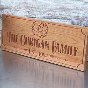 Custom Engraved Family Name Wood Sign, Personalized Wooden Plaque ...
