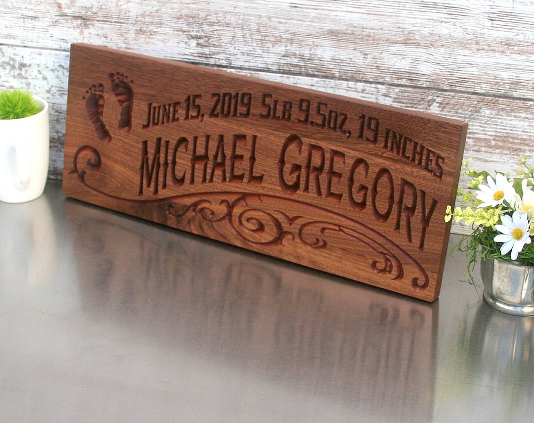 Newborn Baby Sign Baby Name Sign Baby Shower Gift Newborn Gift New Baby ...
