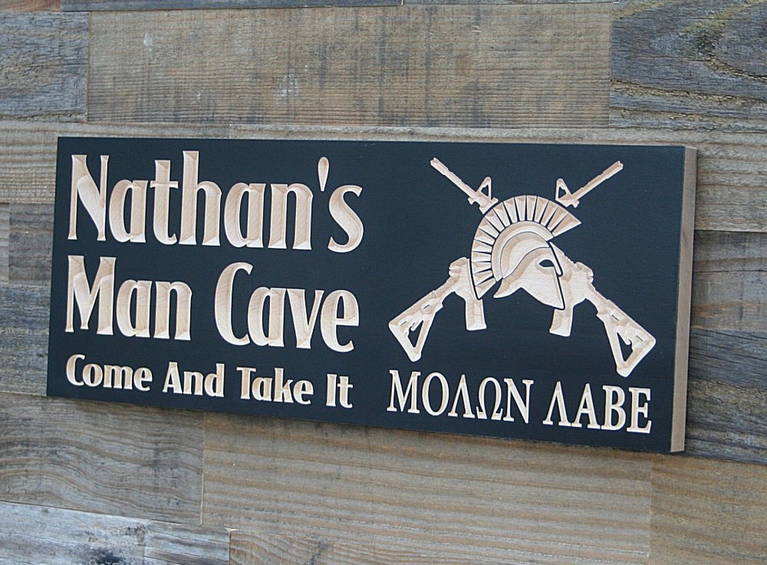 Molon Labe Sign Custom Man Cave Sign Come and Take It Guy Gift, Gun ...