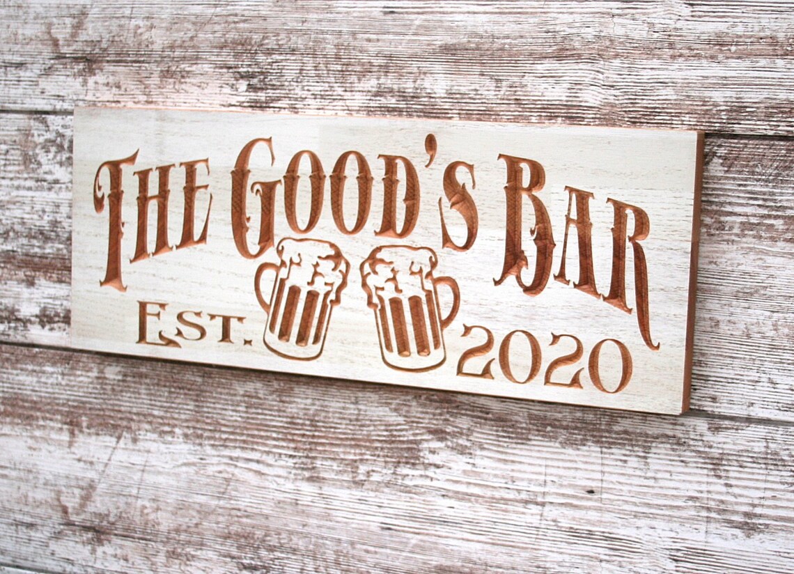 Personalized Bar Sign Beer Mugs Shots Wine Glass Wooden Signs | Etsy
