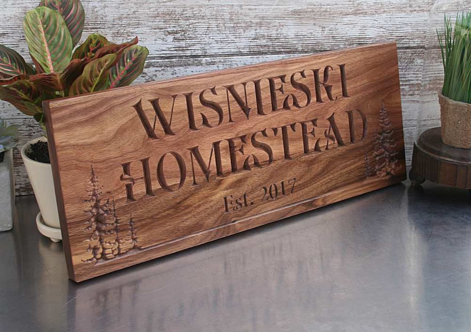 Rustic Pine Tree Cabin Sign; Personalized Family Name Lake House ...