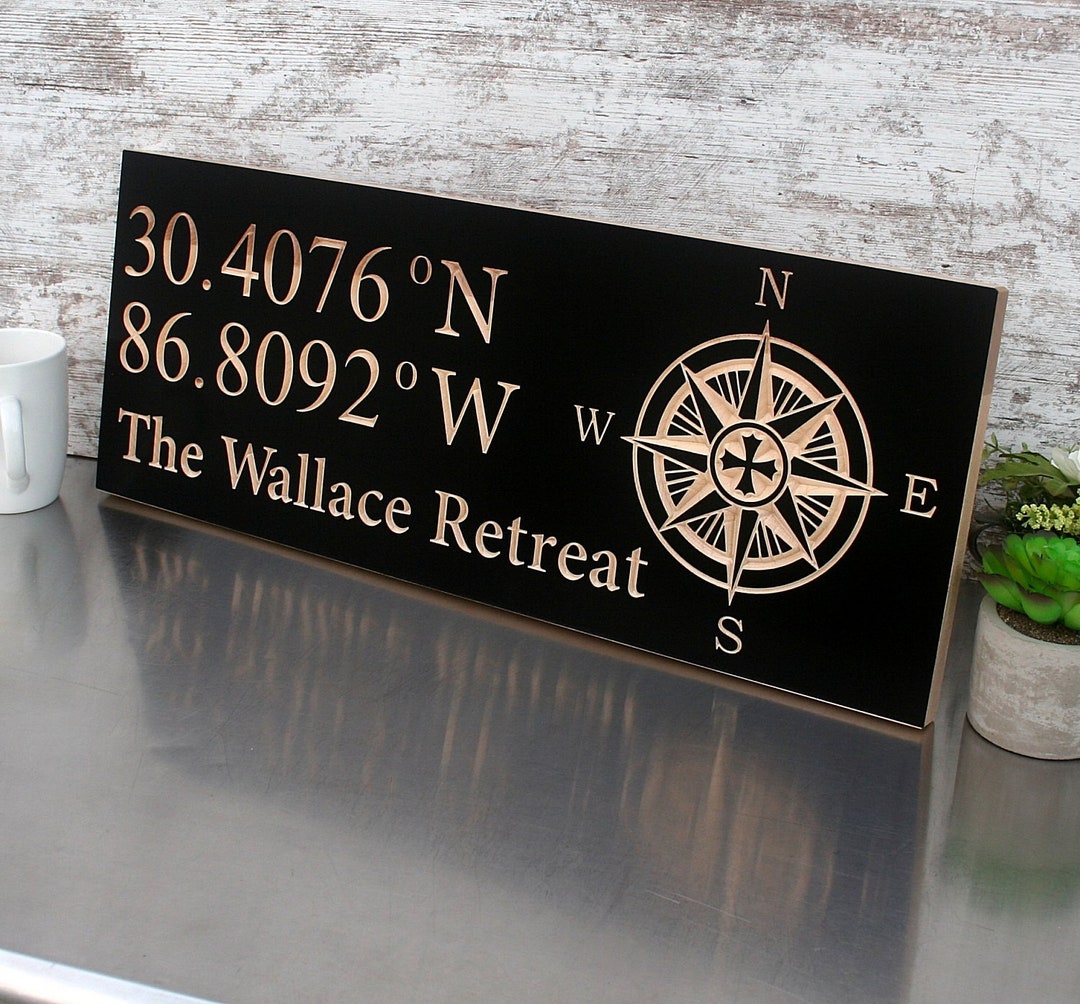 Coordinates Sign New Home Gift House Closing Gift Family Last Name Sign ...