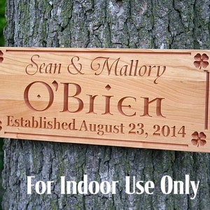Irish Name Sign Family Name Sign Carved Wooden Sign Benchmark Custom ...