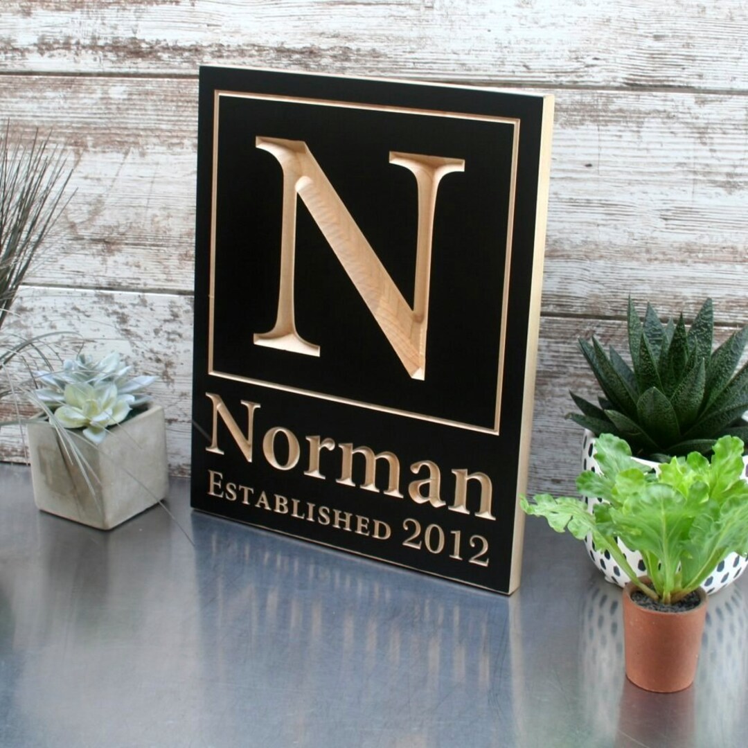 Monogram Initial Sign Anniversary Gift Monogrammed Wedding Gift Wedding ...