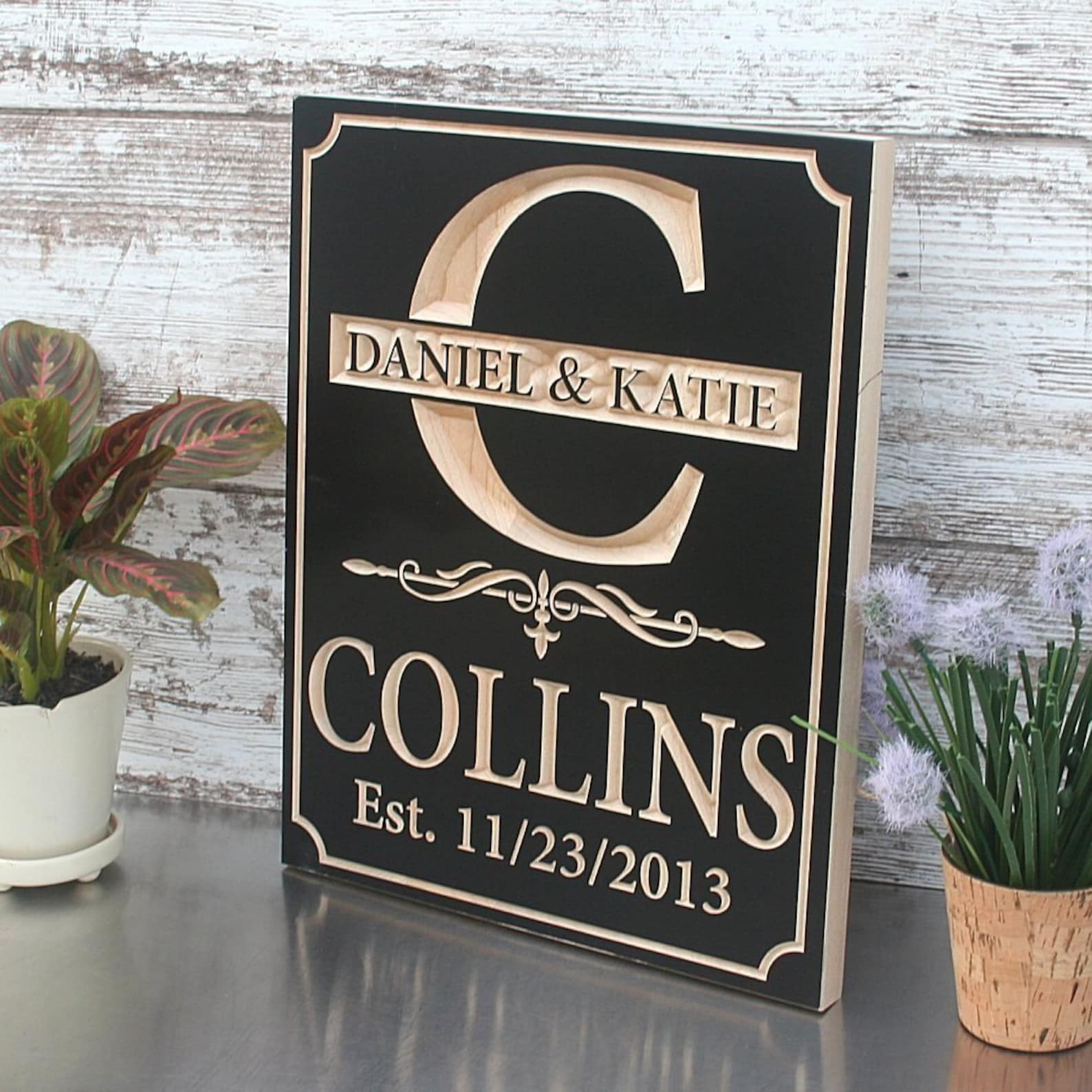 Custom Engraved Family Name Wood Sign, Personalized Wooden Plaque, Home ...