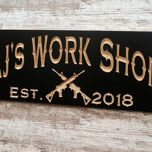 Gunsmith Room Sign Carved Wooden Sign Gifts for Hunters Man Cave Sign ...