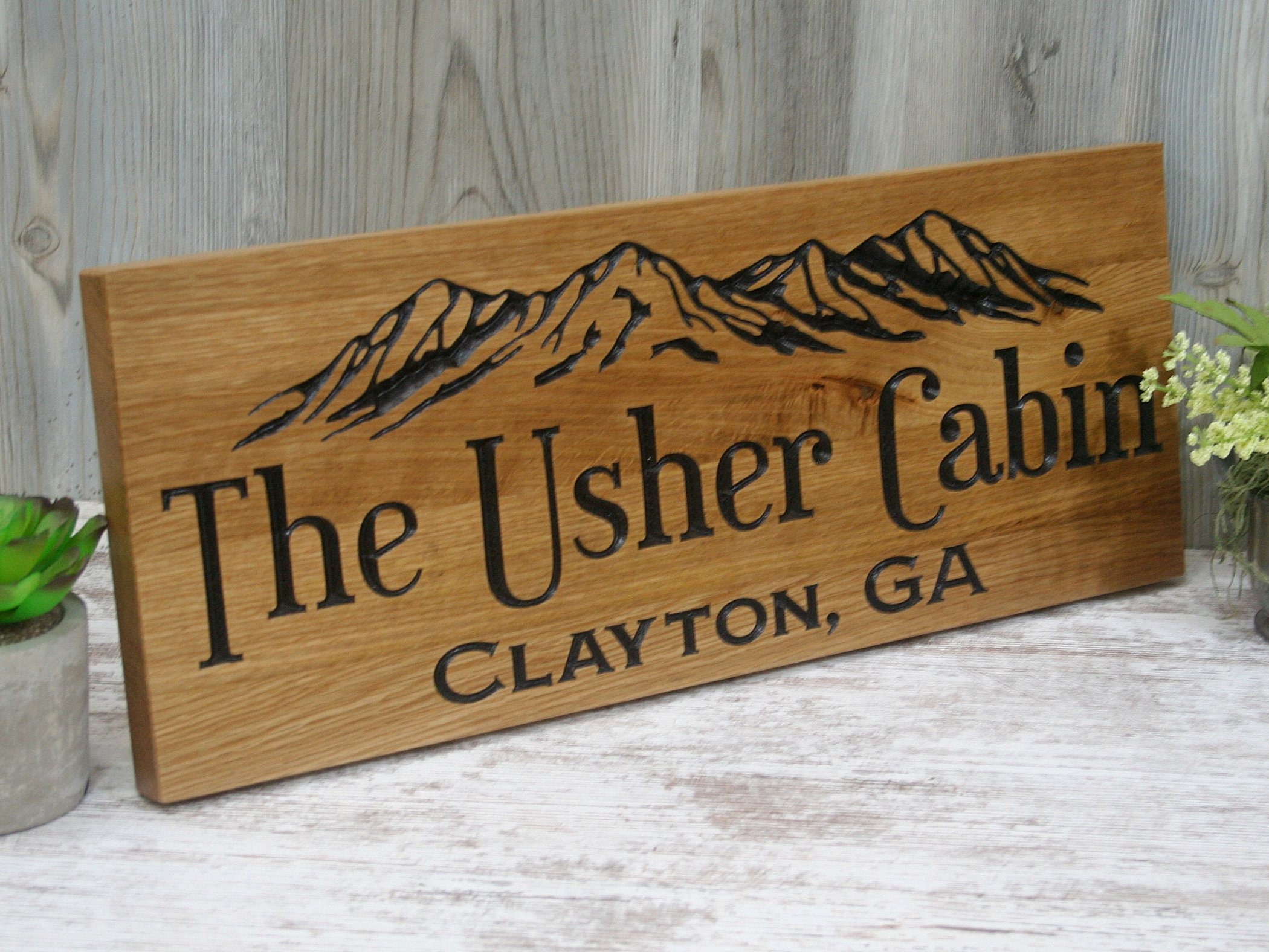 Custom Wood Sign With Mountains; Home Camp Sign Welcome Signs Address ...