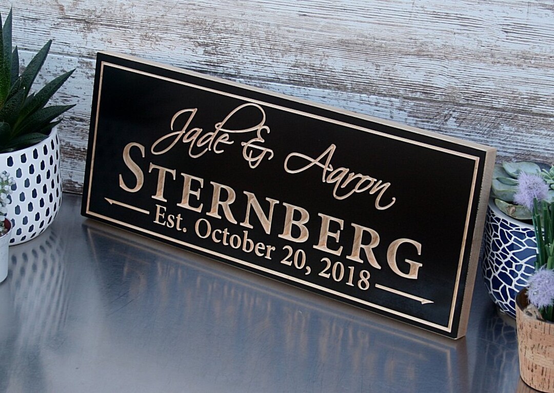 Family Name Sign Wood Established Sign Carved Wooden Sign Engagement ...