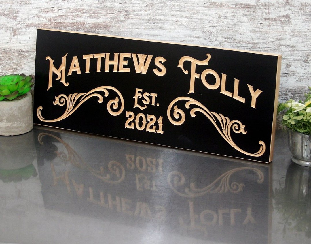 Farmhouse Custom Carved Wood Sign: Rustic Chic Family Name Plaque ...