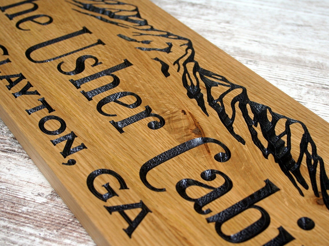 Custom Wood Sign With Mountains; Home Camp Sign Welcome Signs Address ...