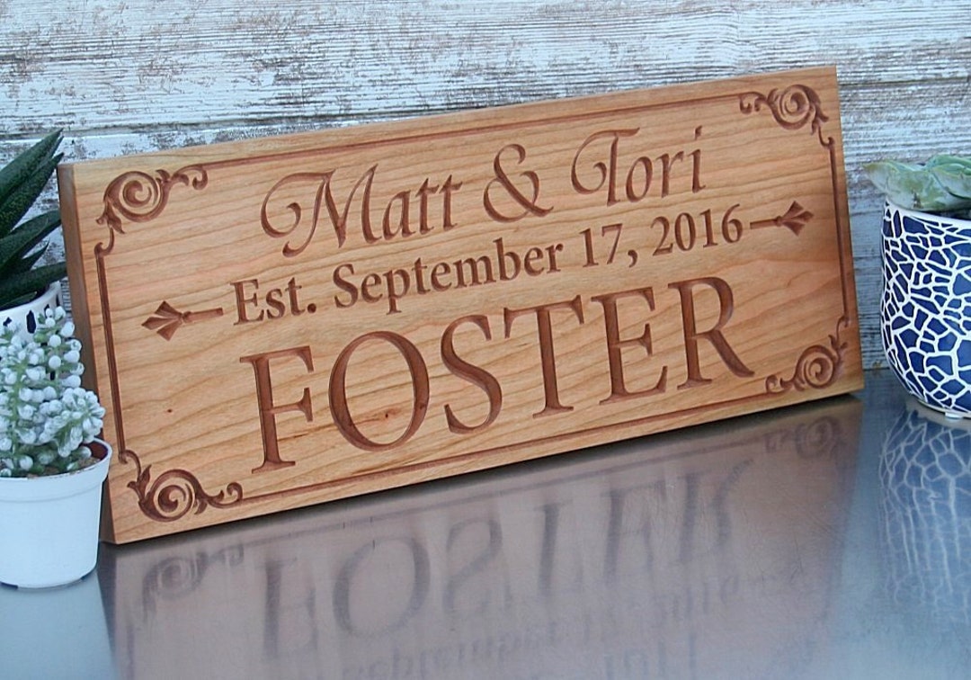 Vintage Style Family Established Date Wood Sign; Custom Last Name ...