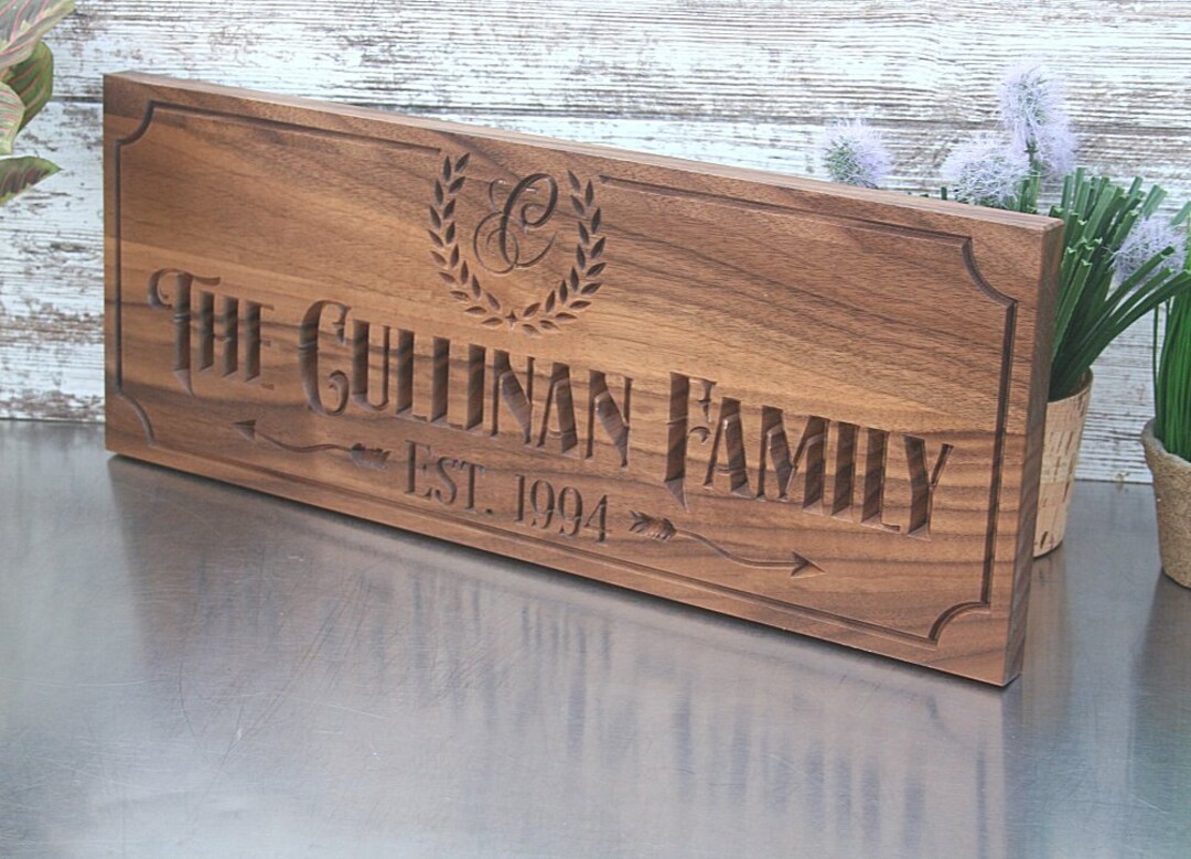 Custom Engraved Family Name Wood Sign Personalized Wooden Plaque Rustic ...
