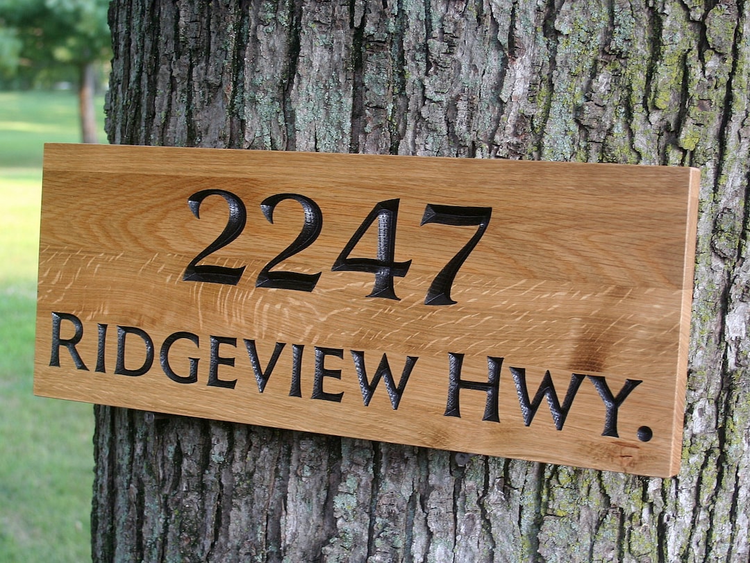 Custom Carved Outdoor Wooden Address Sign: Personalized Mountain Home ...